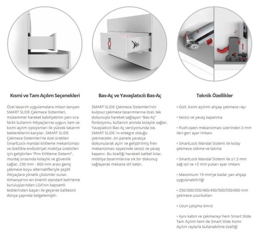 Samet Smart Push Open Tam Acilim 450Mm